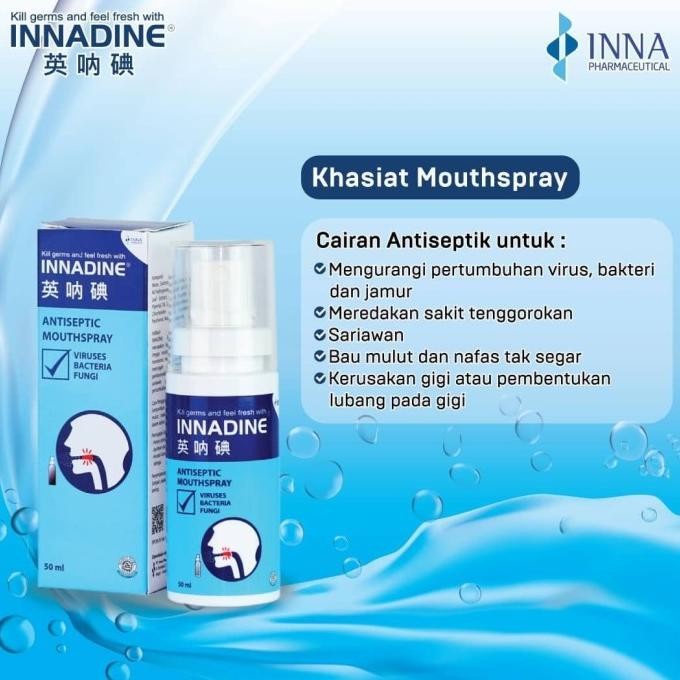 Jual Innadine Antiseptic Mouth Spray Bau Mulut, Sakit Tenggorokan ...