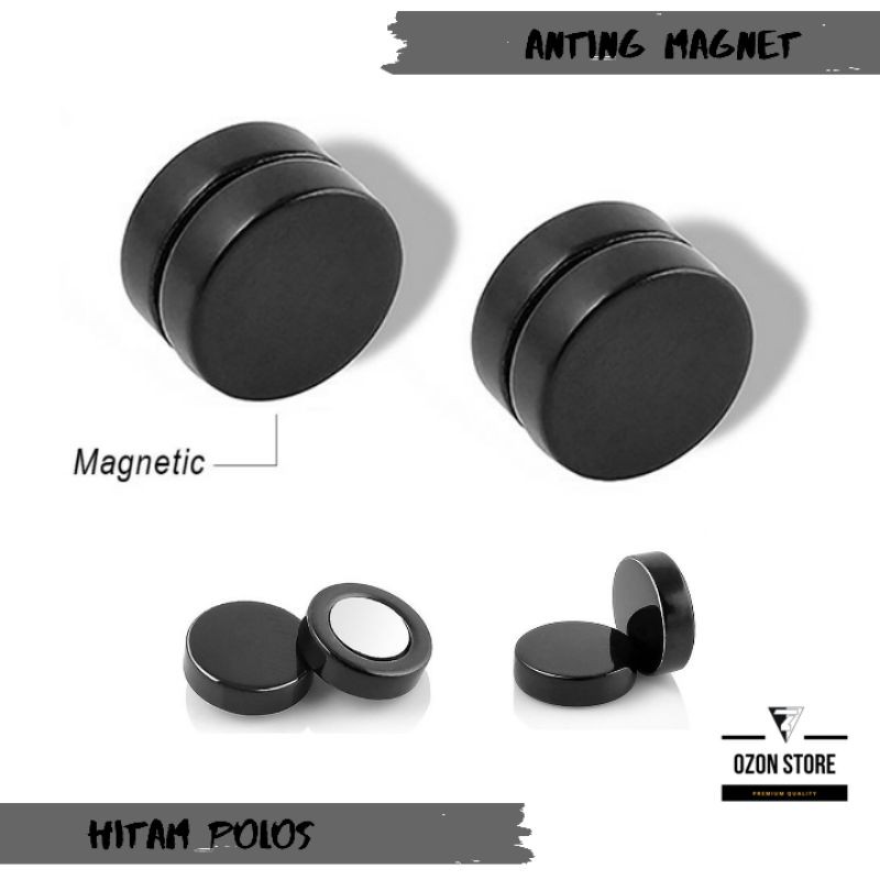 Jual Sepasang ANTING MAGNET Bulat Warna Hitam Tanpa tindik Anting Gaya ...