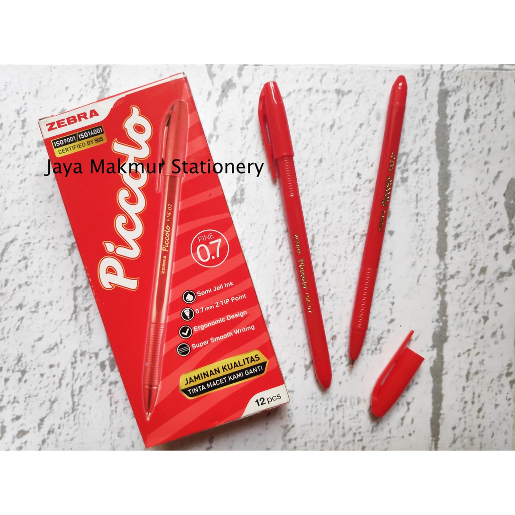 Jual Pulpen Zebra Piccolo 0.7 mm (Tinta Merah) | Shopee Indonesia