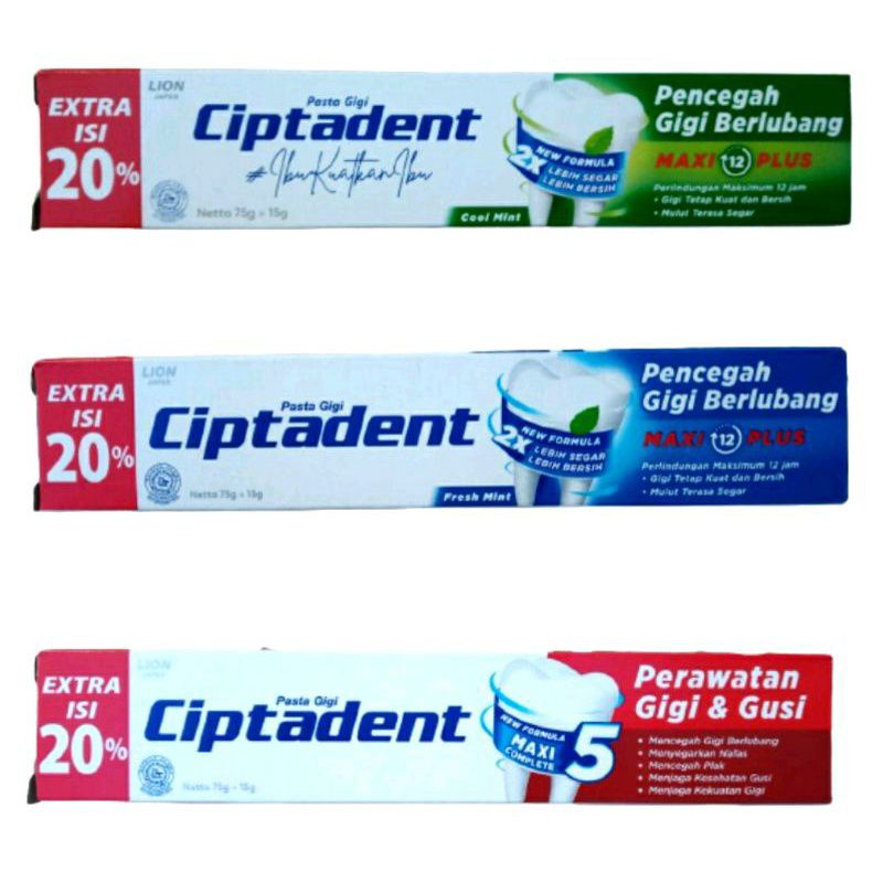 Jual CIPTADENT/PEPSODENT PASTA GIGI EXTRA ISI 20%(75 + 15G) | Shopee ...