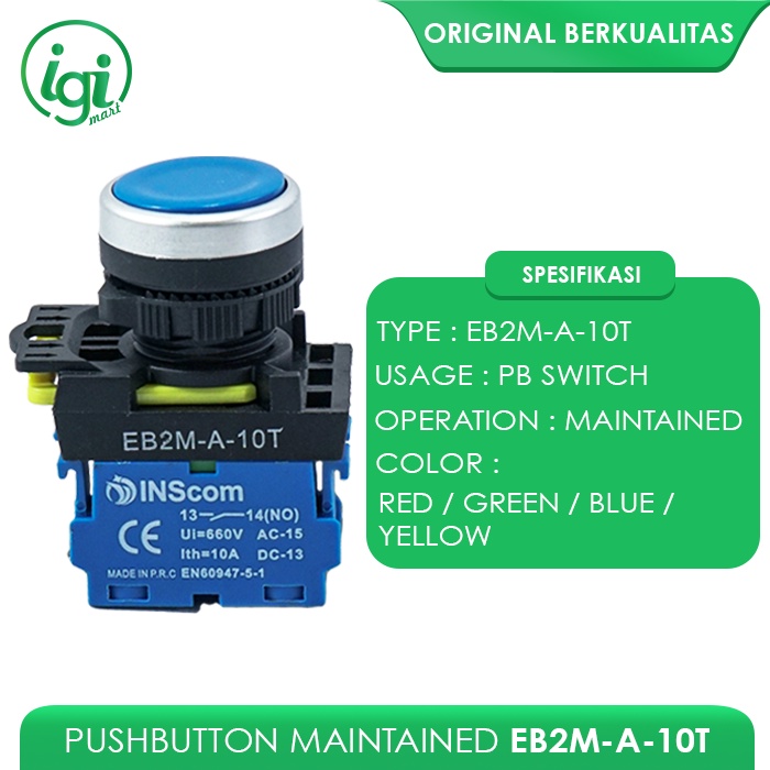 Jual PUSH BUTTON SWITCH FLUSH MAINTAINED / PUSHBUTTON TOMBOL PRESS ...