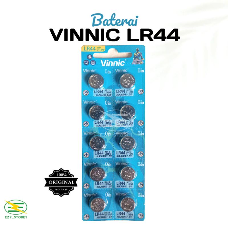 Jual Baterai Vinnic LR44 AG13 L1154F Original Batrai LR 44 - 1 Lembar ...