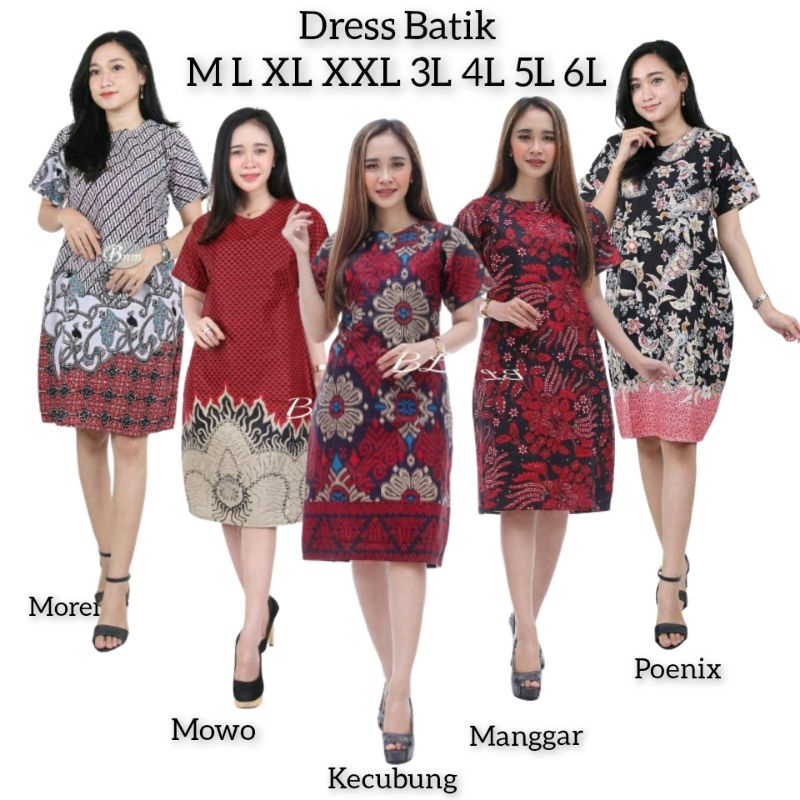 Jual DRESS BATIK SIZE LENGKAP DARI KECIL STANDAR SAMPAI JUMBO BIGSIZE M L XL XXL 3L 4L 5L 6L LD ...