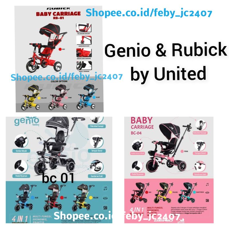 Jual Sepeda stroller Anak Roda Tiga Genio BC 01 BC 04 RB 01 Tricycle ...