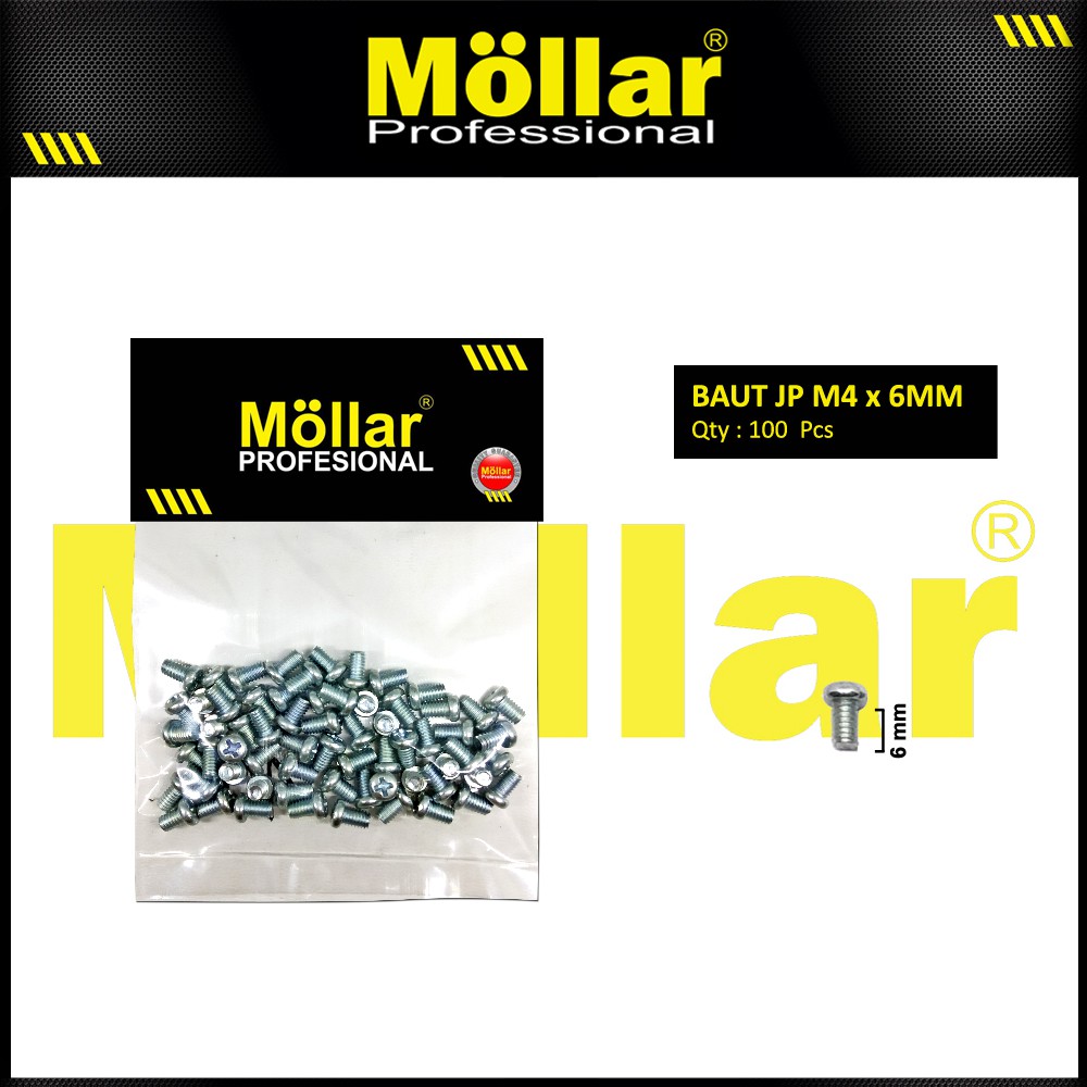 Jual MOLLAR 93-094 Baut JP 4 x 6 Machine Screw 4x6 Obeng Plus - 100 pcs Original | Shopee Indonesia