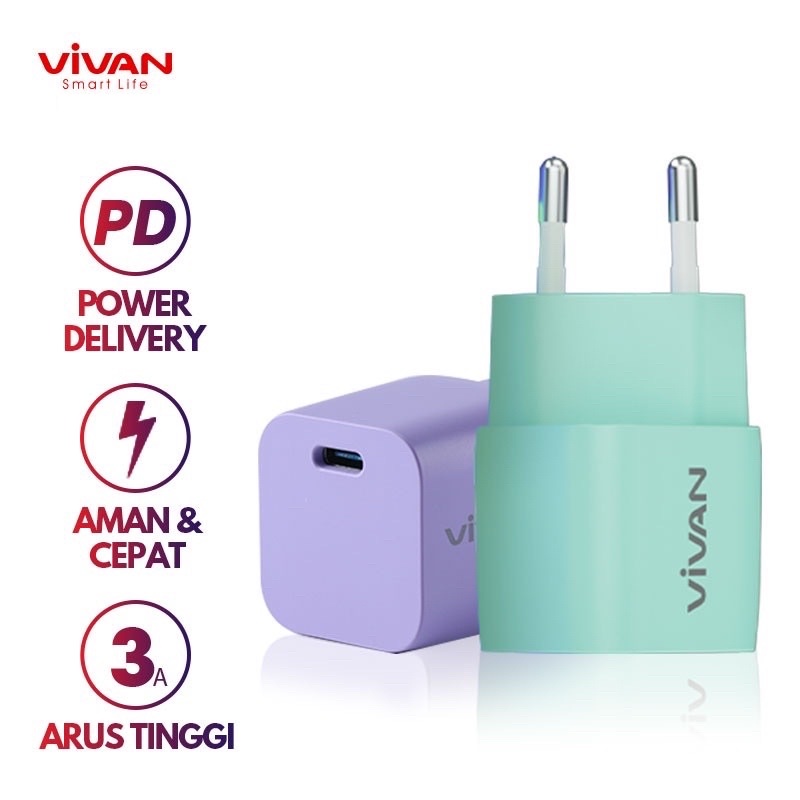 Jual VIVAN POWER NANO 20 ADAPTOR CHARGER 20W 3A TYPE-C PORT BATOK ...
