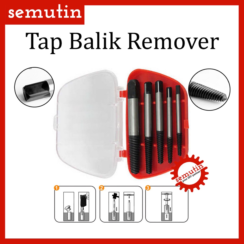 Jual Tap Balik Remover Set 5 in 1 / Screw Extractor 5Pcs Pembuka Baut ...
