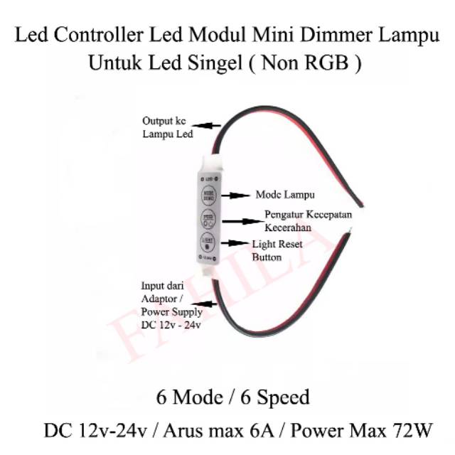 Jual Modul Led Mini Dimmer Controller Kedip Strobo 6 Mode 6 Speed 12 ...