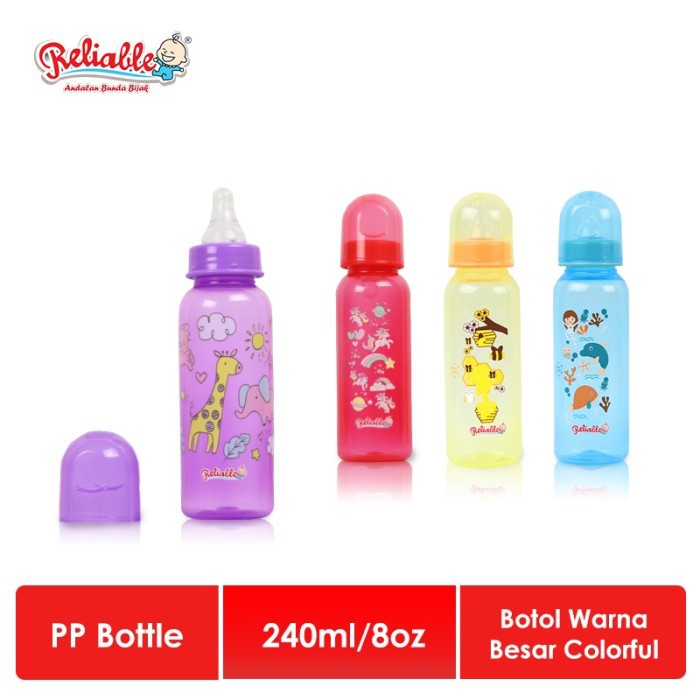 Jual Reliable Botol Susu Warna Bayi / Anak 240ml - Dot Bulat ...
