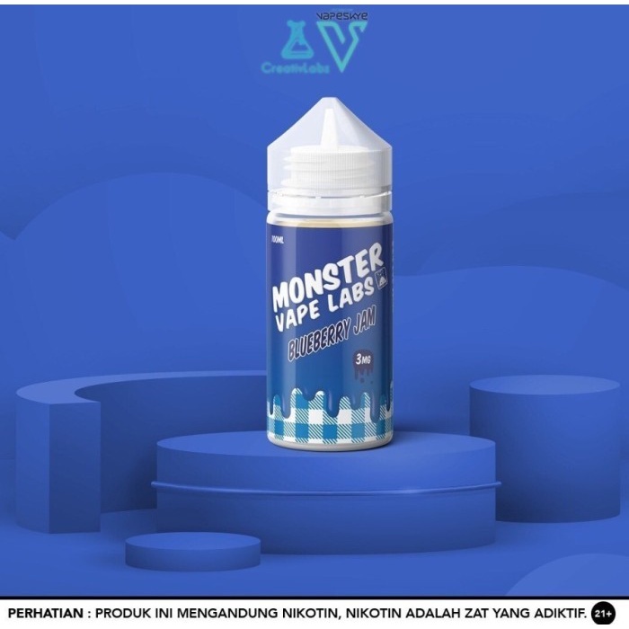 Jual Monster Vape Labs Blueberry Jam 6mg 100ml Jam Monster Blueberry