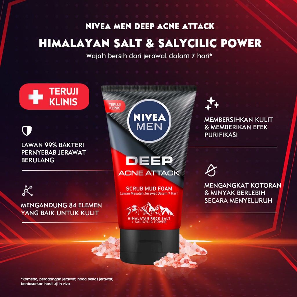 Jual Nivea Men Facial Wash Deep Acne Attack 100ml BDF-NDB-08 | Shopee ...