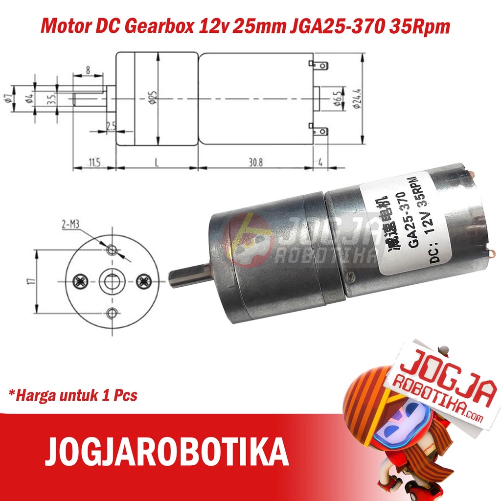 Jual Motor DC Gearbox 12v 25mm JGA25-370 35Rpm | Shopee Indonesia