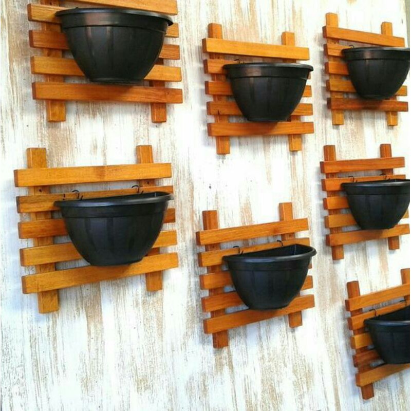 Jual Rak Pot Tempel Dinding Alas Pot Dinding Kayu Vertical Garden Wall ...