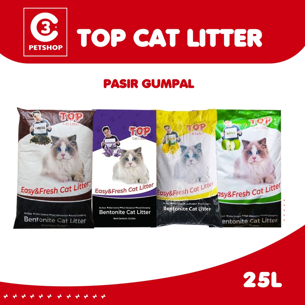 Jual Pasir Kucing Gumpal Wangi - TOP 25L=20kg All Varian (Grab Gosend) | Shopee Indonesia