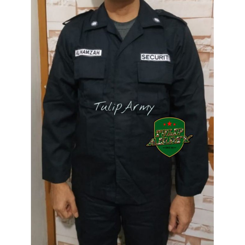 Jual Baju PDL Satpam /Security celana + baju + atribut (biru dongker ...