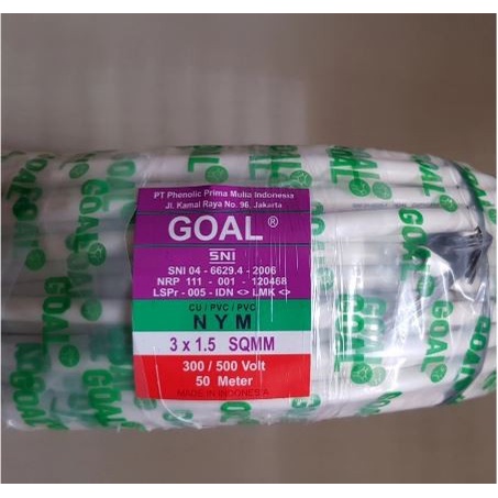 Jual Kabel Roll - Kabel Listrik Nym 3X1.5 Goal Roll 50M (Satu Pabrik ...