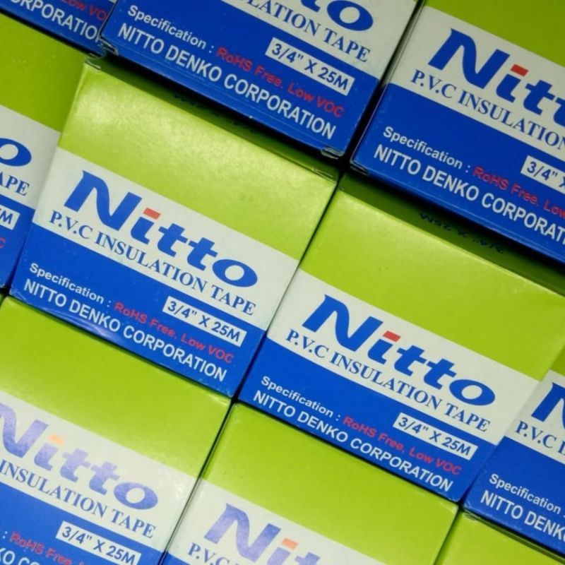 Jual Nitto Isolasi Listrik Original Tape Hitam PVC Kabe Nito 3/4" 25m ...