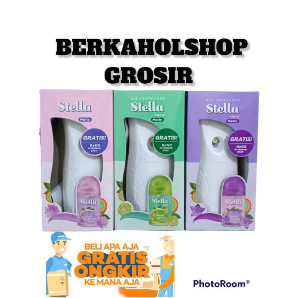 Jual PROMO stela matic +refil new size 225ml(alat +refil225ml+baterai ...
