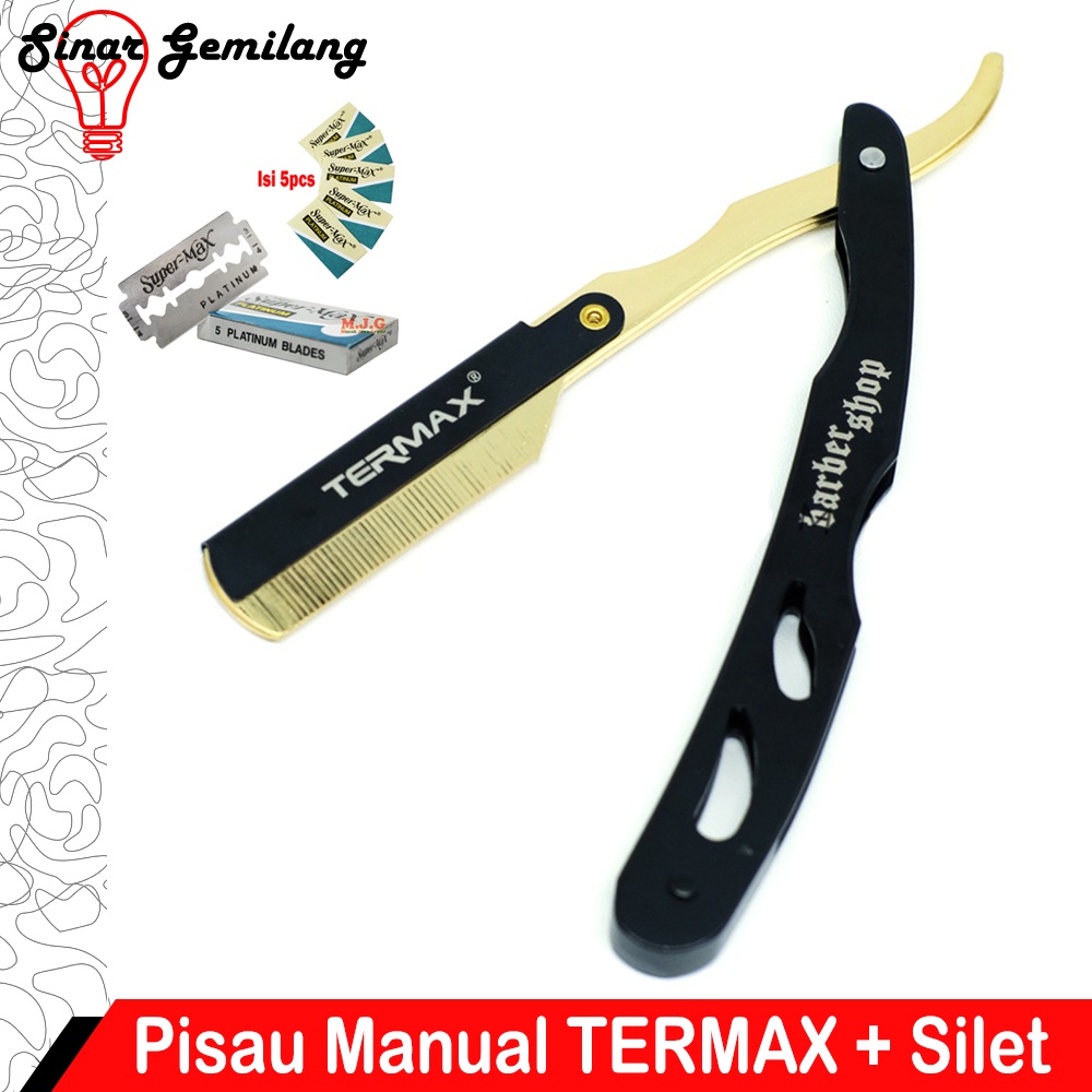 Jual PISAU CUKUR LIPAT TERMAX BARBERSHOP ALAT PENCUKUR / RAZOR GOLD ...