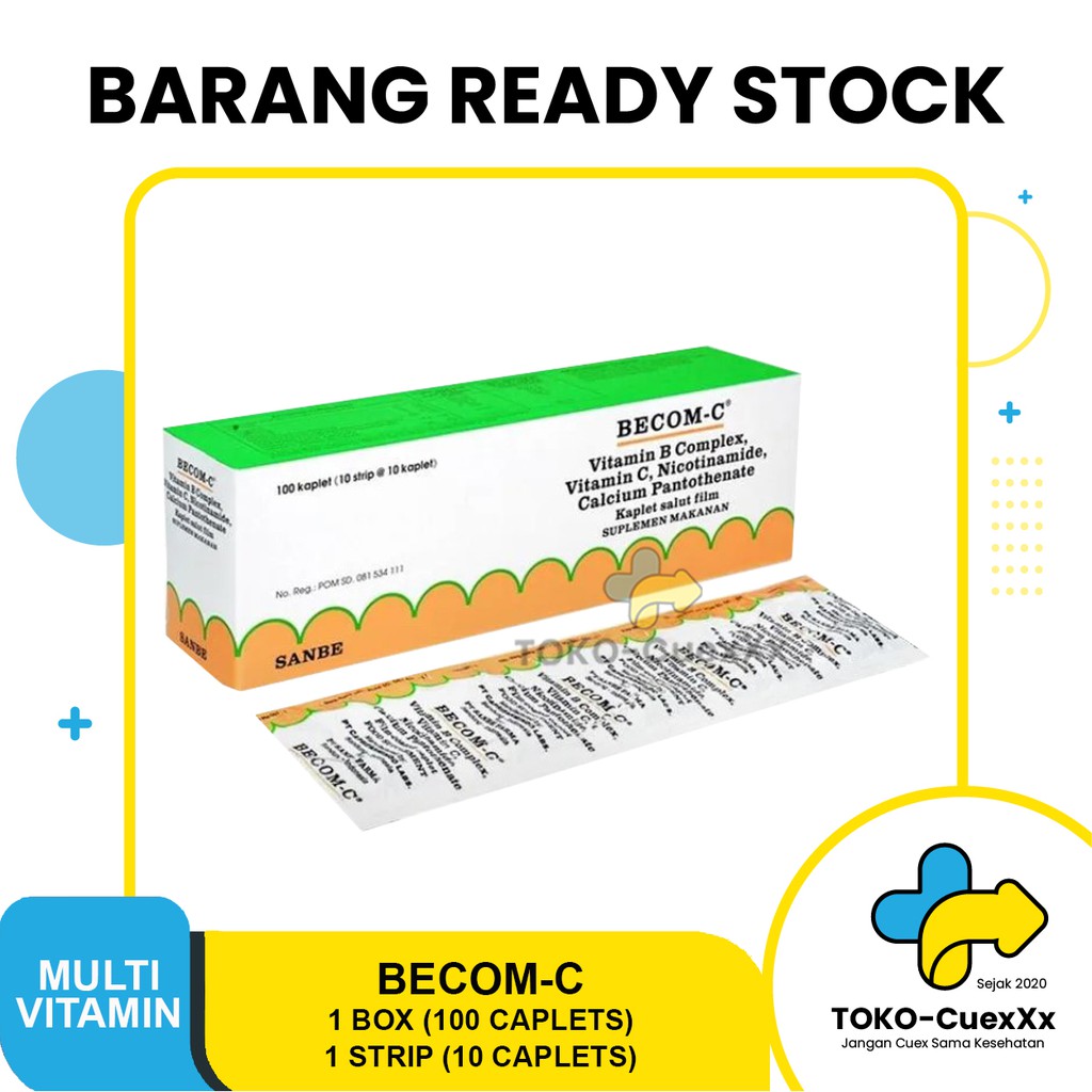 Jual BECOM C TABLET MULTIVITAMIN C B KOMPLEX FOOD SUPLEMENT DAYA TAHAN ...