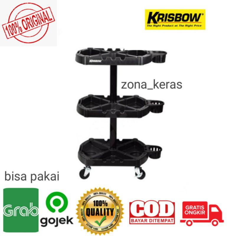Jual Krisbow Rak Susun 3 Tingkat Dengan Roda - Hitam | Shopee Indonesia