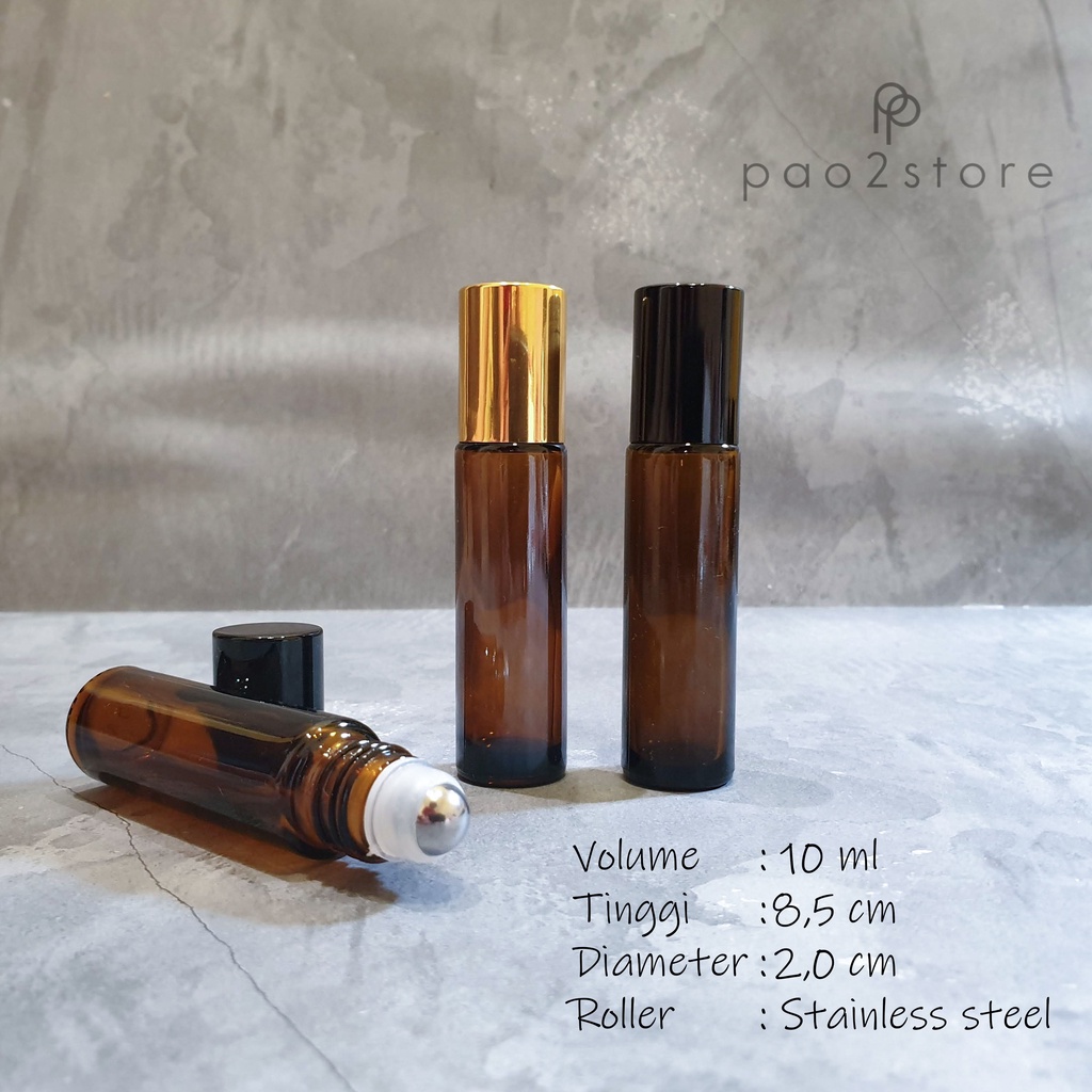 Jual Botol Roll On 10ml Roller Besi Stainless Kaca Amber Coklat ...
