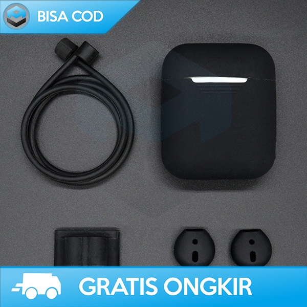 Jual CASE AIRPODS CASING DOCK SILIKON EARPHONE CASE ANTI LOST STRAP ...
