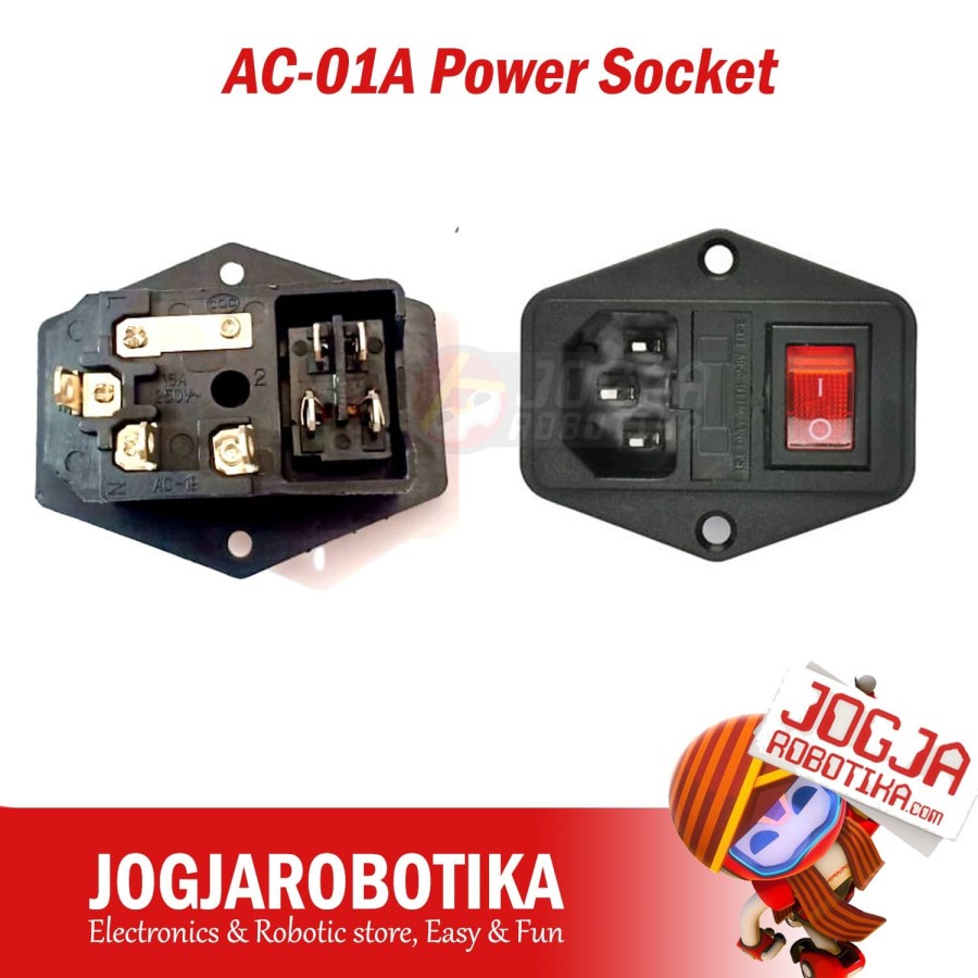 Jual AC-01 AC-01A Power Socket + Saklar + Tempat Fuse Sekring 220V 250V 15A | Shopee Indonesia