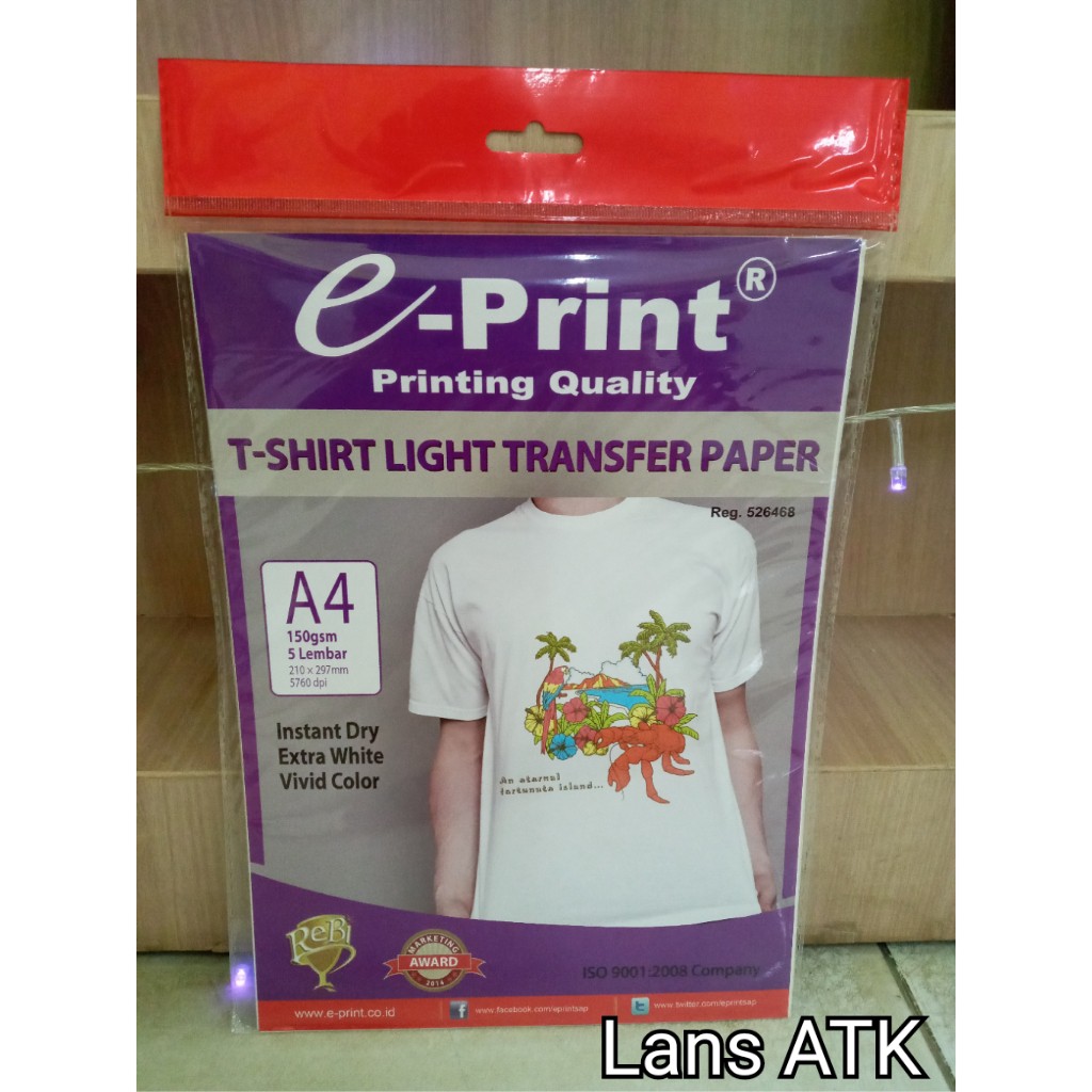 Jual E-print T-Shirt Light Transfer Paper A4 150gsm Isi 5 Lembar ...
