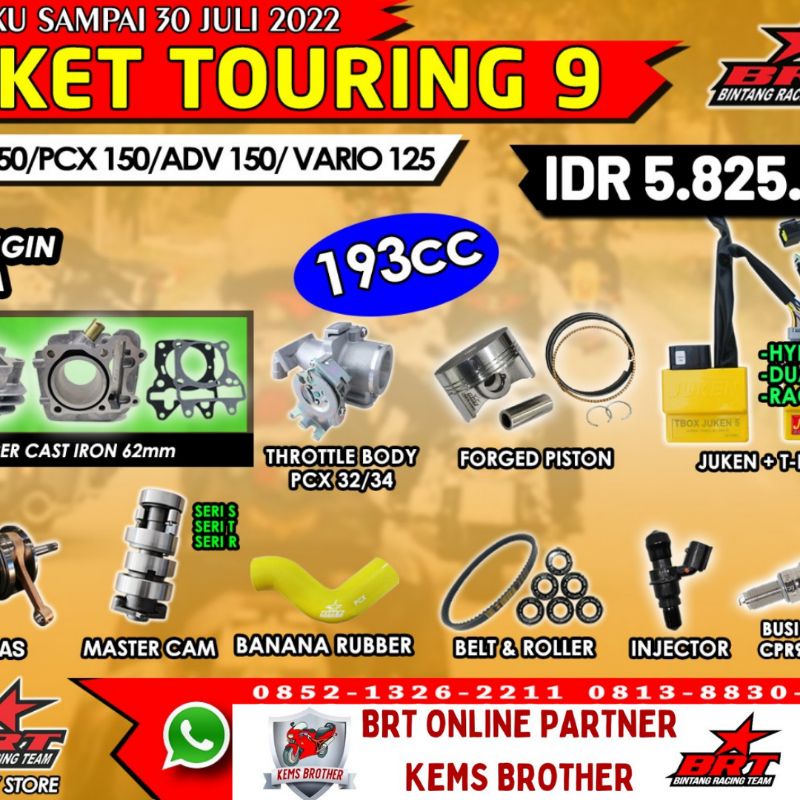 Jual PAKET VARIO BRT PCX ADV TOURING 9 DOUBLE COOLER SOLID BOREUP 193CC ...