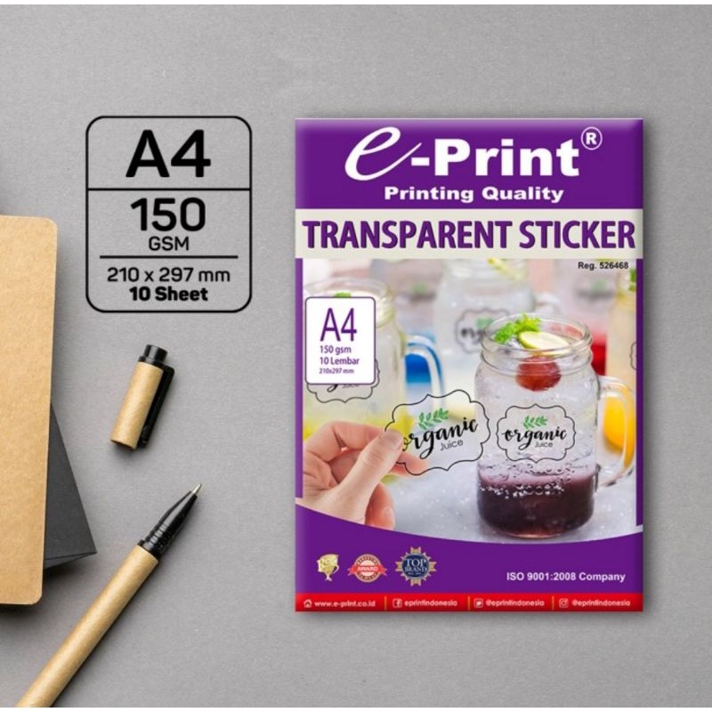 Jual Stiker Transparan E-Print Transparent Sticker A4 150gsm 10lembar ...