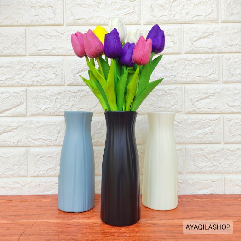 Jual Vas Bunga Plastik Minimalis Aesthetic NKT / Vas Plastik Motif ...