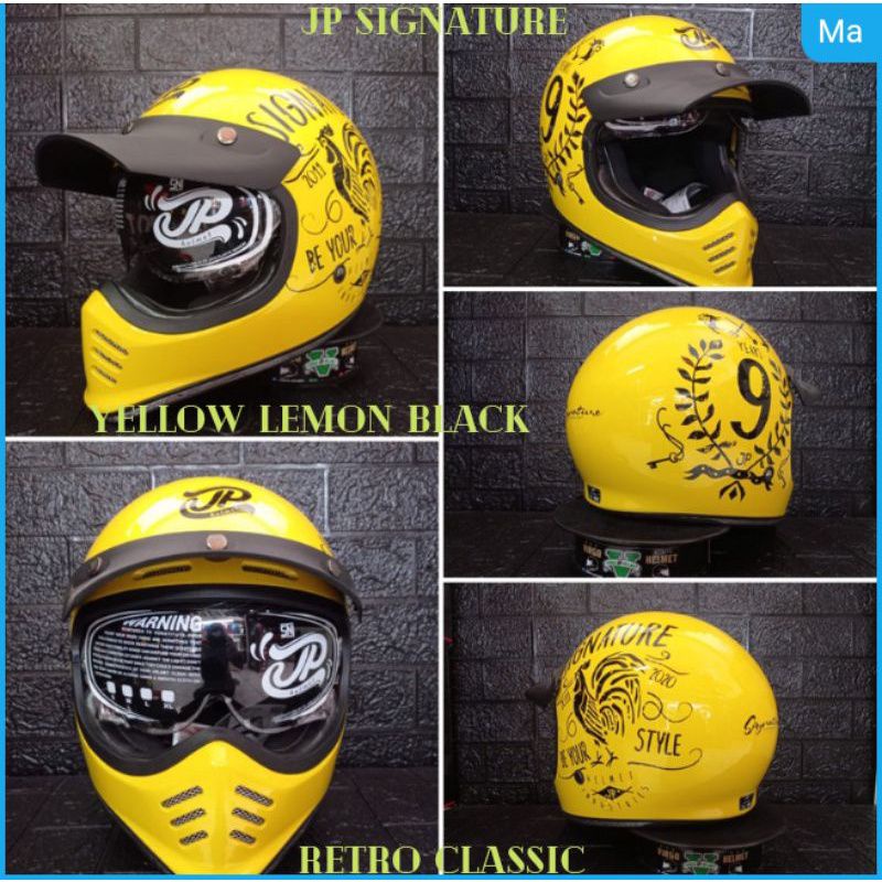 Jual JPX HELM JP SIGNATURE YELLOW LEMON BLACK D-DRING RETRO CLASSIC ...