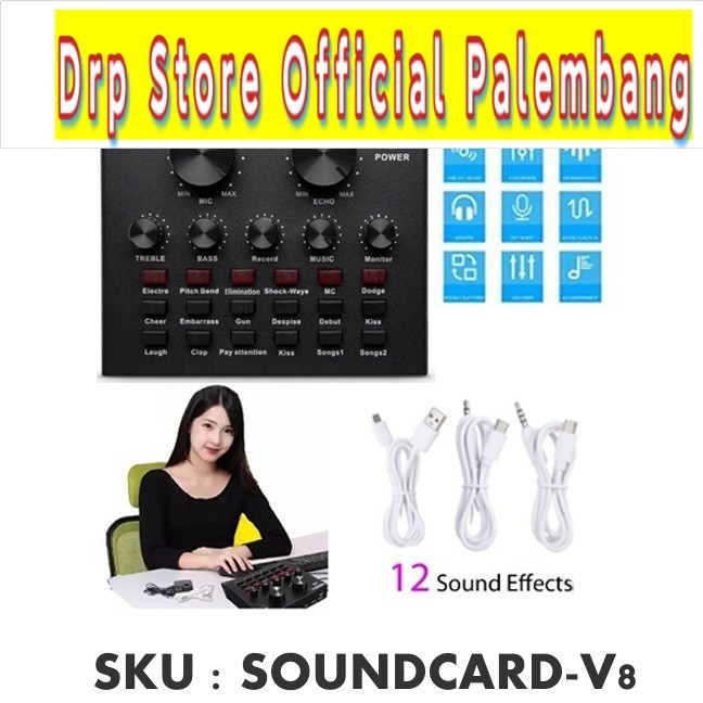 Jual Sound Card V8 Singing Live Soundcard Mixer External Audio ...