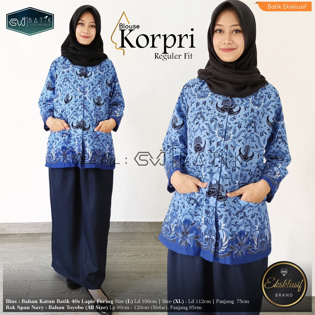 Jual [SVJ] Setelan Rok Seragam Korpri Terbaru 2022 Baju Setelan Hem Blouse Rok Terbaru Atasan ...