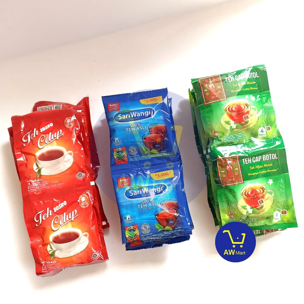 Jual TEH CELUP SOSRO, SARIWANGI, CAP BOTOL RENCENG ISI 10 SACHET X 8GR ...