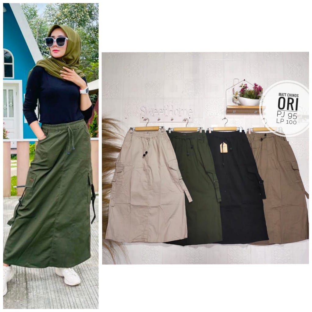 Jual Rok Cargo Panjang - Rok Panjang Remaja Perempuan, Rok Cargo Saku ...
