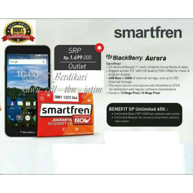 Jual New Blackberry Aurora 2018 RAM 4GB / ROM 32GB || Garansi Resmi BB ...