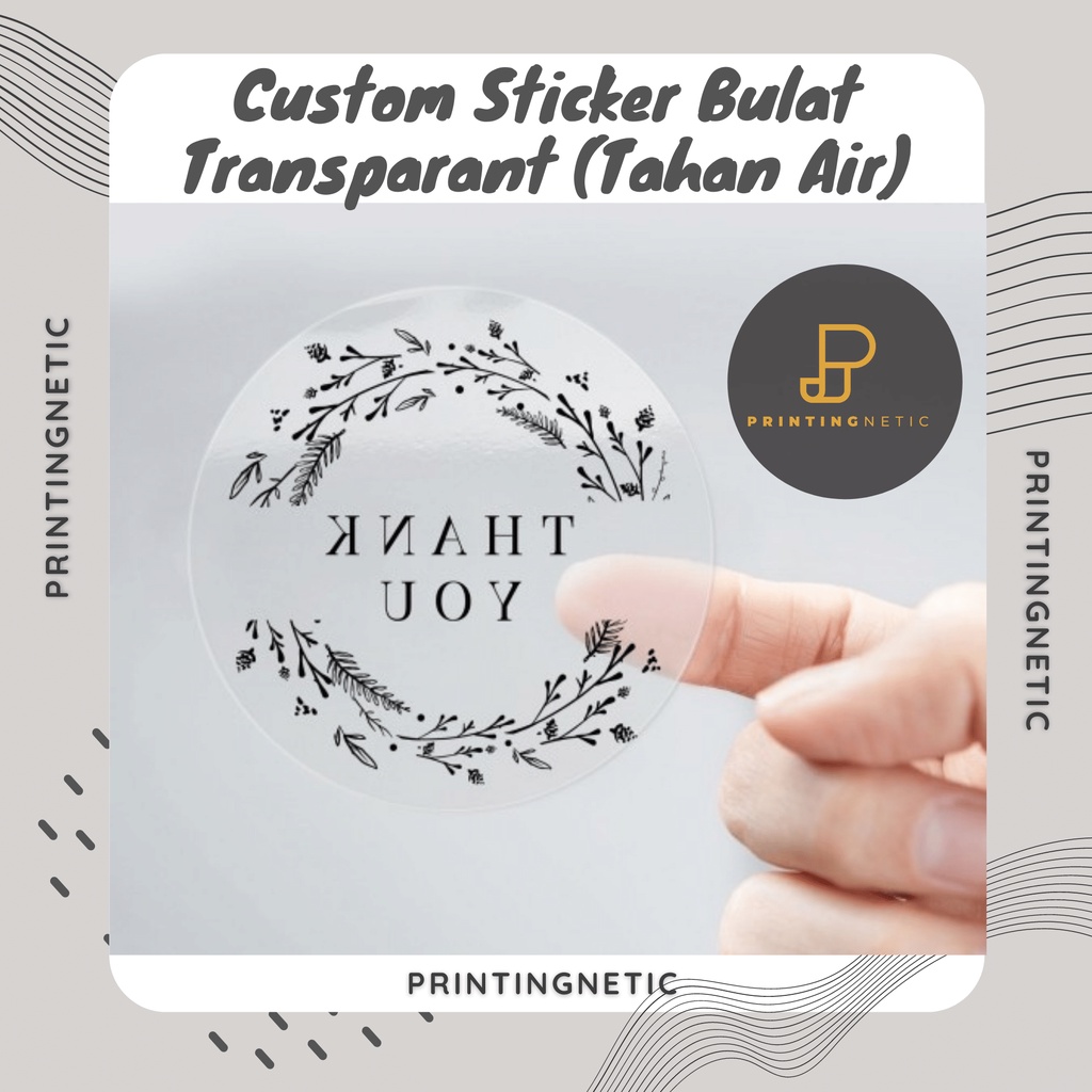 Jual (FREE DESIGN) Custom Sticker Transparant Bulat Tahan Air / Custom ...
