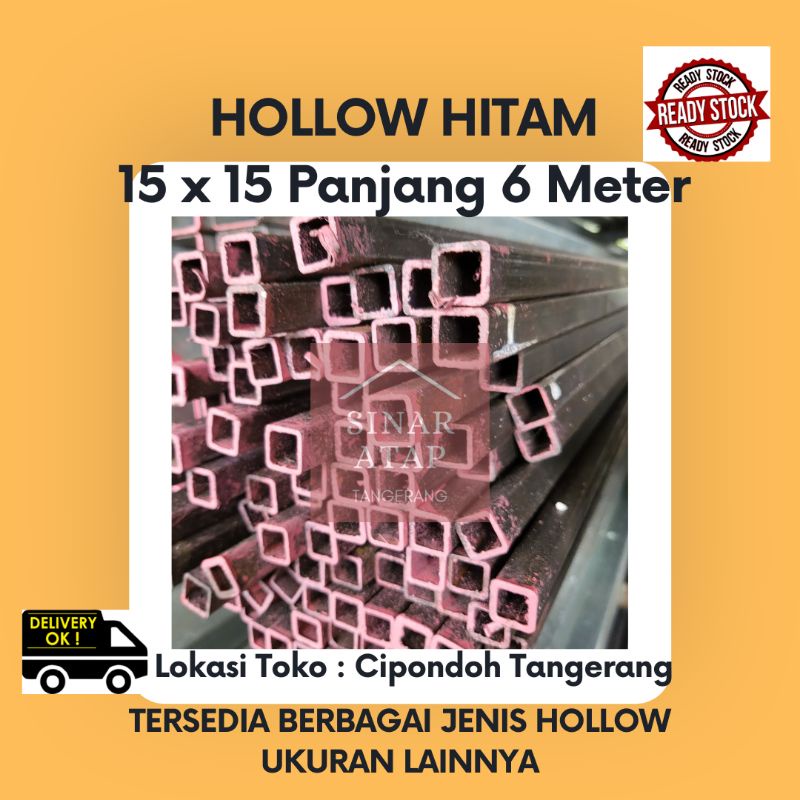 Jual Besi Hollow Hitam 15x15 tebal 1mm Panjang 6 Meter | Shopee Indonesia
