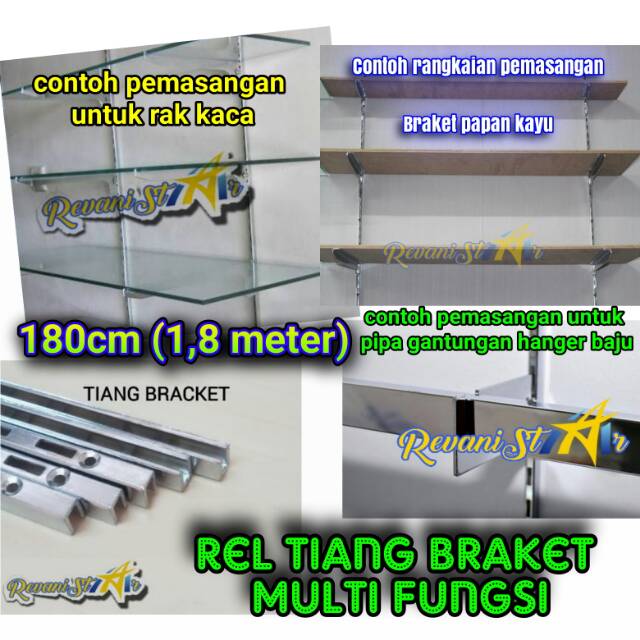 Jual Rel tiang braket bracket untuk rangkaian rak kaca rak papan kayu ...