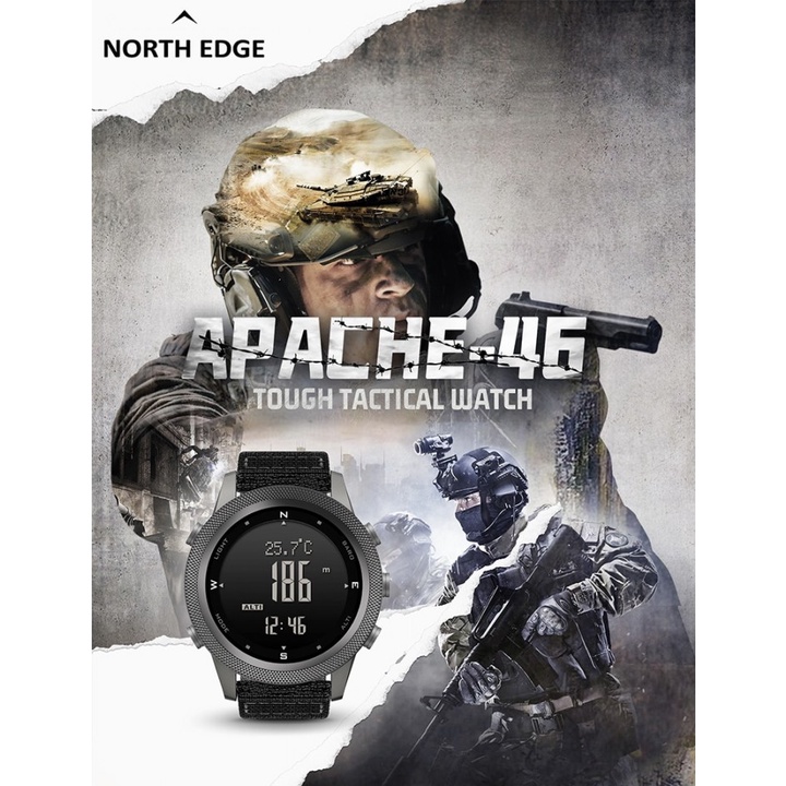 Jual NORTH EDGE 2022 APACHE AP46Tough Tactical Outdoor Digital Watch ...