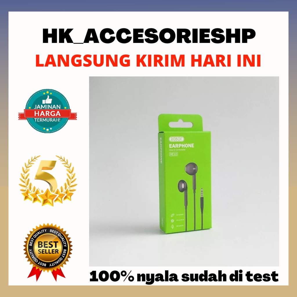 Jual Headset Earphone RE10 Robot Jack 3.5mm Original | Shopee Indonesia