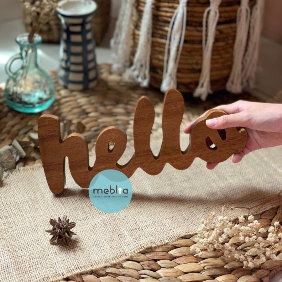 Jual Hello Wooden Sign Tulisan dari Kayu Dekorasi Rumah Property Foto ...
