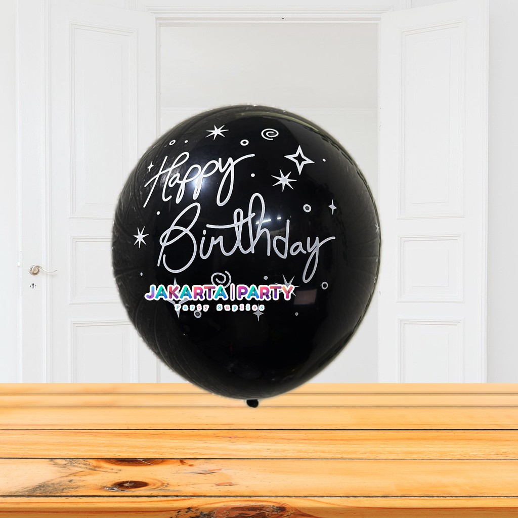Jual ECER Balon Latex HBD Hitam / Balon Motif HBD / Balon Souvenir ...