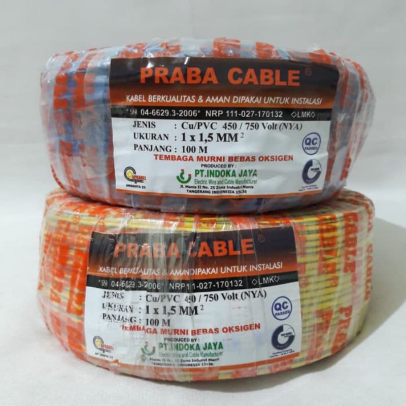Jual Kabel Listrik Tunggal PRABA NYA 1,5mm (100m) | Shopee Indonesia