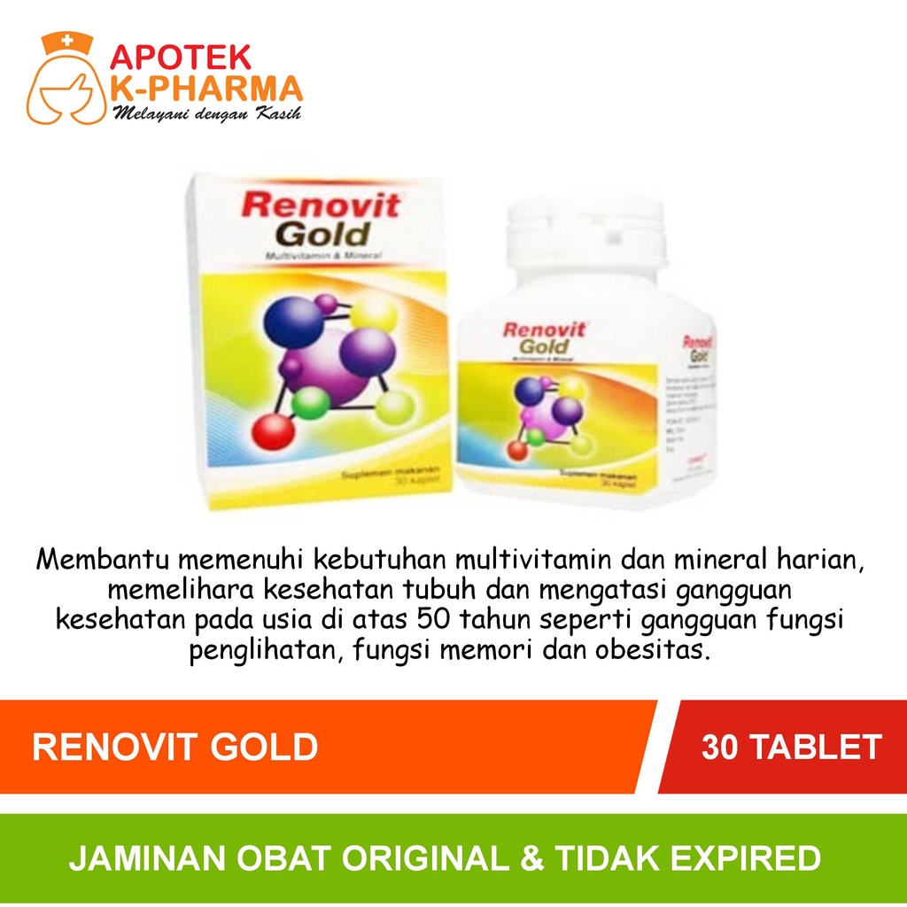 Jual Renovit Gold Botol Isi 30 Tablet Obat Original | Shopee Indonesia