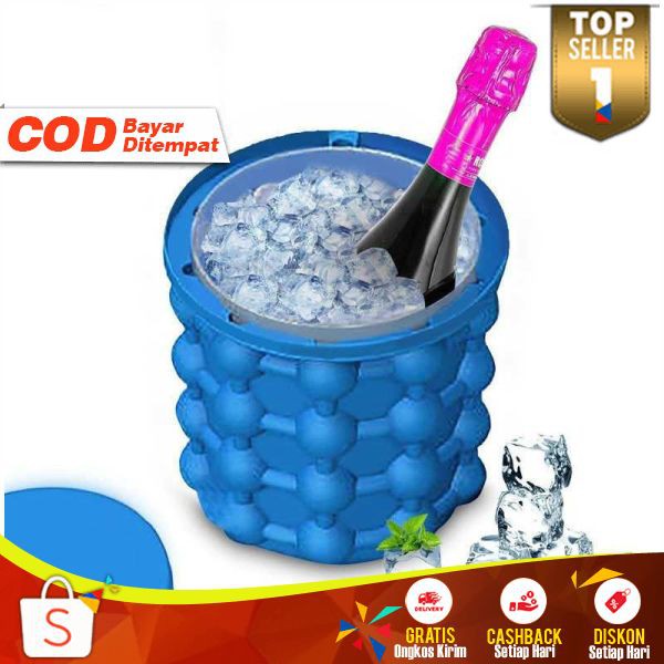 Jual Cetakan Es Batu Silikon Bulat Kristal Ice Cube Bucket 3D Silicone ...