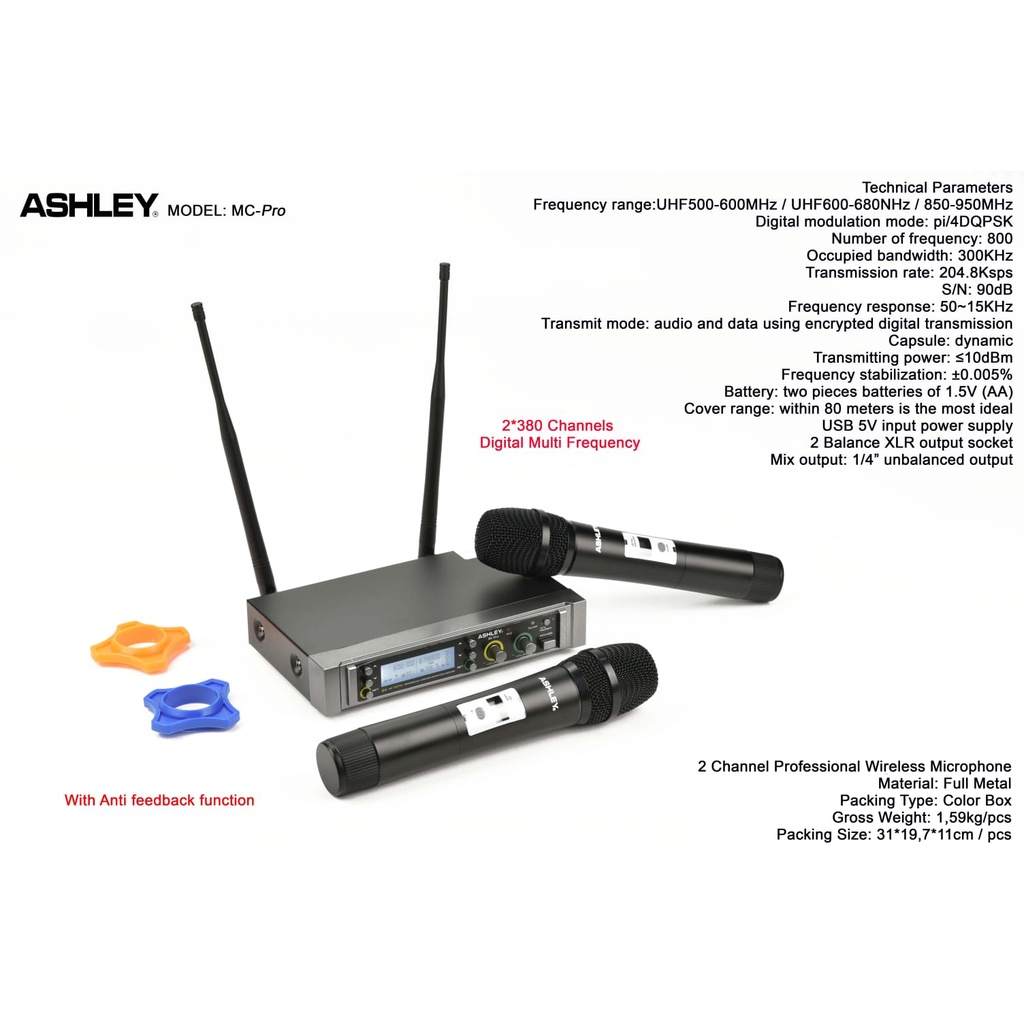 Jual Mic Wireless ASHLEY MC-PRO Mc Pro MCPRO 2 Mic Handheld Original ...
