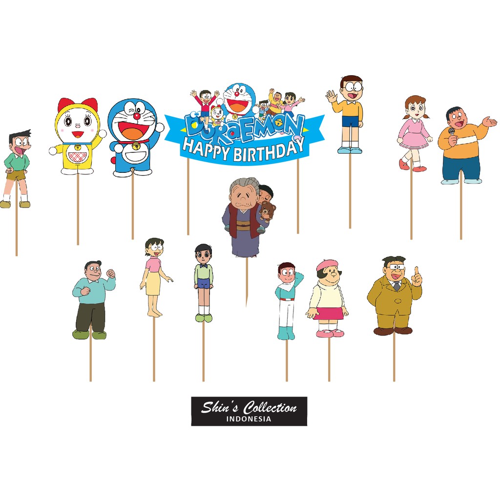Jual Cake Topper Doraemon and friends isi 14 pcs | Shopee Indonesia